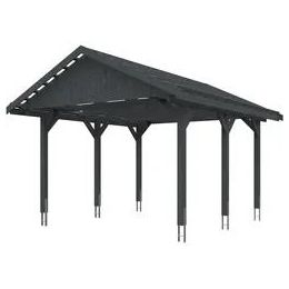 Skan Holz Einzelcarport SKANHOLZ "Wallgau", grau (schiefergrau), B/H/T: 430cm x 215cm x 500cm, Carports, mit Dachlattung