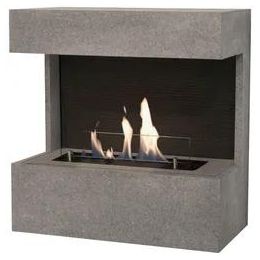 Echtfeuer-Dekokamin Xaralyn "Nova", grau, B:60cm H:62cm L:30cm, Materialmix, Dekokamine, mit Bioethanol Brenner