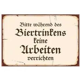 Metallbild queence "Bier Spruch Stahlschild Blechschild", bunt (farbe bild(er): bunt), B:20cm H:30cm T:0,2cm, Blech, Metall, Bilder, 20x30x0,2cm - mit 4 Lochbohrung