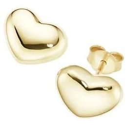 Paar Ohrstecker "in Herzform, Silber 925", gold, Giorgio Martello MILANO, Ohrringe, Damen, Silber 925 (Sterlingsilber)