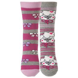 Yenita Socken Jungen Gr&ouml;&szlig;e 27/30 hellgrau / lavendel / dunkelpink