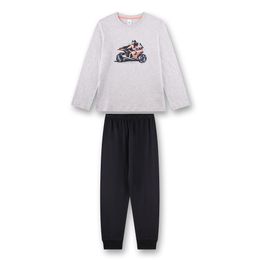 Sanetta Schlafanzug Jungen Gr&ouml;&szlig;e 176 hellgrau / orange / schwarz