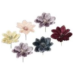 Kunstblume I.GE.A. "Magnolie", bunt (creme, rosa, altrosa, silberfarben, blau, dunkelrot), B:18cm H:19cm L:18cm, Obermaterial: 95% Polyester, 5% Kunststoff, Kunstpflanzen, Kunstblume, Dekoblume, 6er Set