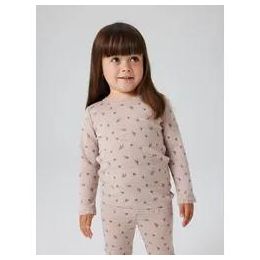 Langarmshirt name it "NMFWANG WOOL NEEDLE LS TOP NOOS", Mädchen, Gr. 104, shadow gray aop:small flowers, Strick, Obermaterial: 100% Wolle, bedruckt, casual, normal normal, Rundhals, Langarm, Shirts, aus reiner Merinowolle