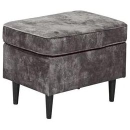 Hocker ED EXCITING DESIGN "Oskar", grau (stone), B:63 H:43 T:42, 100% Polyester, Hocker, Sitzhocker, mit Massivholzfüßen