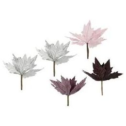 Kunstblume I.GE.A. "Poinsettia", bunt (silberfarben, goldfarben, rosa, altrosa, dunkelrot), B:20cm H:21cm L:20cm, Obermaterial: 95% Polyester, 5% Kunststoff, Kunstpflanzen, Kunstblume, Dekoblume, 5er Set