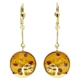 Paar Ohrhänger OSTSEE-SCHMUCK "OSTSEE-SCHMUCK Ohrhänger Windflüchter 16 mm", gelb, Ohrringe, Damen, 44 x 16mm, Gelbgold 333