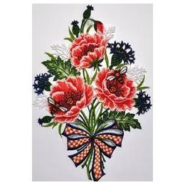 Fensterbild Stickereien Plauen Gr. 1, rot, B:18cm H:34cm, Polyester, Fensterbilder