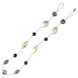 Dekokette Liedeco "Granit", beige (perlmuttfarben, beige, dunkelbraun), L:80cm, Materialmix, Gardinenbefestigungen, zur Dekoration von Seitenschals, Gardinen