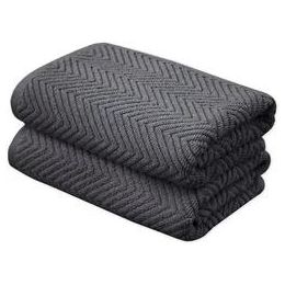 Handtuch Set Framsohn FROTTIER "Ocean Bio", grau (antracite, grau, dunkelgrau), B:50cm L:100cm, Frottier, Obermaterial: 100% Baumwolle, Handtücher, hergestellt in Österreich, mit Kordel, gedrehter Bauschzwirn