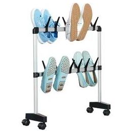 Schuhregal Ruco "Nischen-Schuhwagen", silber, schwarz, B:50cm H:60cm T:20cm, Aluminium, Kunststoff, Regale, Fahrbar, für bis zu 12 Paare, Made in Germany