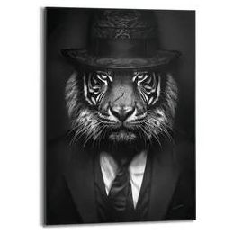 Poster Reinders "Tiger Man", schwarz-weiß (farbe bild(er): schwarz, weiß), B:50cm H:70cm T:1,6cm, Bilder, Hobbyraum - Hut - Kostüm - Schwarz-Weiß - MDF - Tiere - 50x70 cm