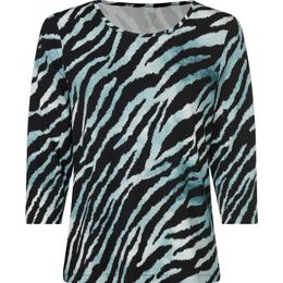 CR&Eacute;ATION L Damen Print-Shirt im Animal-Dessin schwarz-petrol-bedruckt Gr&ouml;&szlig;e 40