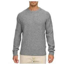 Rundhalspullover INDICODE "INBertram O-neck", Herren, Gr. S, grau (grau mix), Strick, Obermaterial: 58% Polyacryl, 32% Polyester, 7% Wolle, 3% Elasthan, unifarben, modisch, regular fit hüftlang, Rundhals, Langarm, Pullover