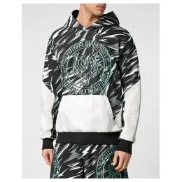 Sweatshirt Plein Sport "Tiger", Herren, Gr. XL, 0263, schwarz, mintgrün, Obermaterial: 88% Baumwolle, 12% Polyester, Sweatshirts