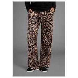 Umstandshose Neun Monate "Umstandshose in Leodesign", Damen, Gr. 44/46, N-Gr, gemustert leo, Jersey, Obermaterial: 95% Viskose, 5% Elasthan, unifarben, lässig geschnitten lang, Hosen, Umstands-Hose mit weitem Bein