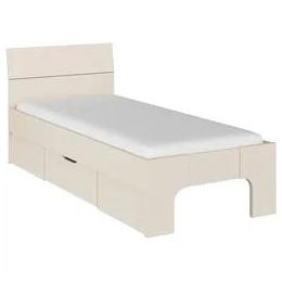Bett Rauch "Einzelbett Doppelbett Stauraum Landhausstil MARLENE Breite 120/140 cm", beige (champagner), B:95cm H:90cm L:210cm, Betten, in 2 Breiten mit geräumigem Schubkasten MADE IN GERMANY