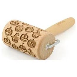Teigroller Folkroll "3D-Motiv-Teigrolle", braun, L:9,5cm, Massivholz, Teigroller, Halloween