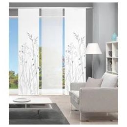 Schiebegardine Vision S "GRASIL 3er SET" Gr. 1, grau, B:60cm H:260cm, Polyester, Gardinen, Bambus-Optik, Digital bedruckt