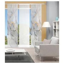 Schiebegardine Vision S "MARMOSA 3er SET" Gr. 1, grau (goldfarben, grau), B:60cm H:260cm, Polyester, Gardinen, Bambus-Optik, Digital bedruckt
