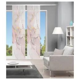 Schiebegardine Vision S "MARMOSA 2er SET" Gr. 1, rosa (goldfarben, rosa), B:60cm H:260cm, Polyester, Gardinen, Bambus-Optik, Digital bedruckt