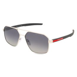Prada Linea Rossa PS55WS | Herren-Sonnenbrille | Fassung: Vollrand, Quadratisch, Metall, Silber | Glasfarbe: Grau Verlaufend