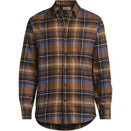 LANDS' END Flanellhemd Flagship, Classic Fit, Herren,  Blau, Baumwolle/Baumwoll-Mischung/Polyester-Mischung, by Lands' End