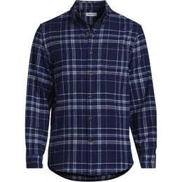 LANDS' END Flanellhemd Flagship, Classic Fit, Herren,  Blau, Baumwolle/Baumwoll-Mischung/Polyester-Mischung, by Lands' End