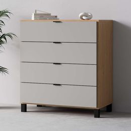 VOX Kommode »SIMPLE Sideboard mit 4 Schubladen, Maße B/T/H: 90/47/94, 5 cm« Soft-Close Function, mit schwarzen Metallgriffe eiche/grau