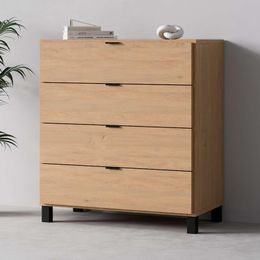 VOX Kommode »SIMPLE Sideboard mit 4 Schubladen, Maße B/T/H: 90/47/94, 5 cm« Soft-Close Function, mit schwarzen Metallgriffe eiche