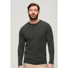 Superdry Langarmshirt »WAFFLE LONG SLEEVE HENLEY TOP« Washed Black L L Shirt von Superdry