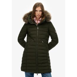 Superdry Steppjacke »FUJI FAUX FUR HOOD MID LENGTH« mit Kapuze Surplus Goods Olive Green S S Moderne Pufferjacke von Superdry