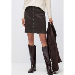 Street One Minirock Velour mit Stretch und mit Knopfleiste vorne deep roast brown 38 38 Knielanger Velourrock von Street One