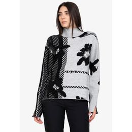 Sportalm KITZBÜHEL Strickpullover mit Blumenprint grau schwarz 46 46 Femininer Pullover mit Blumendruck von Sportalm