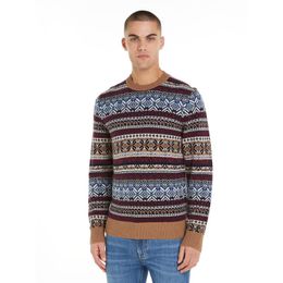 Tommy Hilfiger Rundhalspullover »GIFTING WOOL BLEND ROUNDNECK« mit mehrfarbigen Muster Safari Canvas / Multi XL XL Gemusterter Pullover von Tommy...