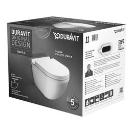 Duravit Wand-WC, Tiefspüler-Set Starck 3 mit WC-Sitz, weiß (42250900A1)