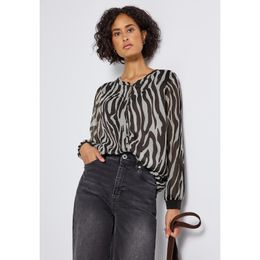 Street One Chiffonbluse mit Zebra-Print deep roast brown 36 36 Langarmbluse mit softem Top von Street One