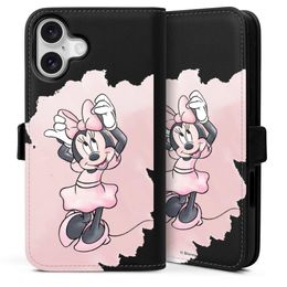 DeinDesign iPhone 16 Plus Handy Klapph&uuml;lle Handyh&uuml;lle aus Kunst Leder schwarz Flip Case Motiv Ohne Hintergrund Disney Sideflip mit Lasche