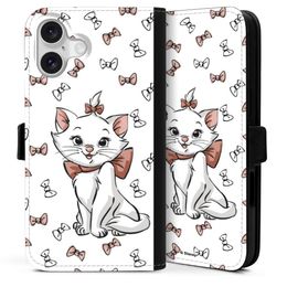 DeinDesign iPhone 16 Plus Handy Klapph&uuml;lle Handyh&uuml;lle aus Kunst Leder schwarz Flip Case Cat Aristocats Mary Disney Sideflip mit Lasche