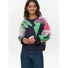 Nümph Strickpullover NÜMPH "Nümph Jumper NUGRAPHI", Damen, Gr. L, schwarz sapphire, Obermaterial: 50% Viskose, 28% Polyester, 22% Polyamid, Pullover