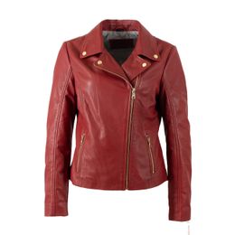 Lederjacke Mauritius "MWFylli", Damen, Gr. L, rot (lipstick rot), Obermaterial: 100% Schafsleder. Futter: 100% Baumwolle. Ärmelfutter: 100% Polyester, unifarben, regular fit hüftlang, Jacken, mit Reverskragen