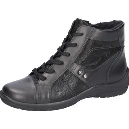 Waldläufer Winterboots WALDLÄUFER "HESNA", Damen, Gr. 6,5, schwarz, Nappaleder, Nubukleder, unifarben, Schuhe, Winterstiefelette, Schnürboots mit herausnehmbarer Einlage, H-Weite, Topseller
