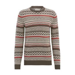 Blend Pullover Herren Gr&ouml;&szlig;e L mokka / dunkelorange / wei&szlig;