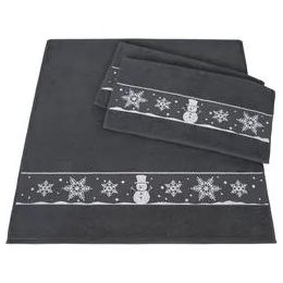 Handtuch Set Dyckhoff "Schneemann", grau (graphit), 3 Stk., Frottier, Obermaterial: 100% Baumwolle, Handtuch-Sets, Made in Germany (2 Handtücher, 1 Duschtuch)