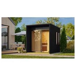 Saunahaus Karibu "Marie small", schwarz, Bio-Ofen, externe Steuerung, 9 kW, Saunen