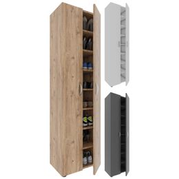 Vcm Holz Schuhschrank Ma&szlig;e: H. 173 x B. 49 x T. 30 cm Allzweckschrank 8 F&auml;cher 2 Dreht&uuml;ren &ndash; Ulas
