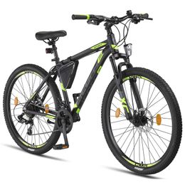 Licorne Bike Effect Premium Mountainbike in 26, 27,5 und 29 Zoll - Fahrrad f&uuml;r Jungen, M&auml;dchen, Herren und Damen - Shimano 21 Gang-Schaltung - Herrenrad Farbe:Schwarz/Lime (2xDisc-Bremse);Zoll:27.5