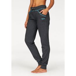 Bench. Loungewear Damen Relaxhose, anthrazit-petrol, Größe 32/34