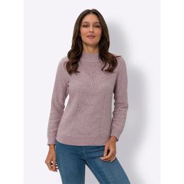 WITT Damen Langarm-Pullover in Melange-Optik, mauve-ecru-meliert, Gr&ouml;&szlig;e 44