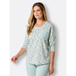 w&auml;schepur w&auml;schepur Damen Schlafanzug-Shirt, kalkmint-bedruckt, Gr&ouml;&szlig;e 48/50